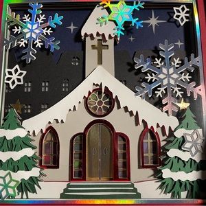 Hand Crafted | Art | 3d Winter Church Lighted Shadow Box | Poshmark